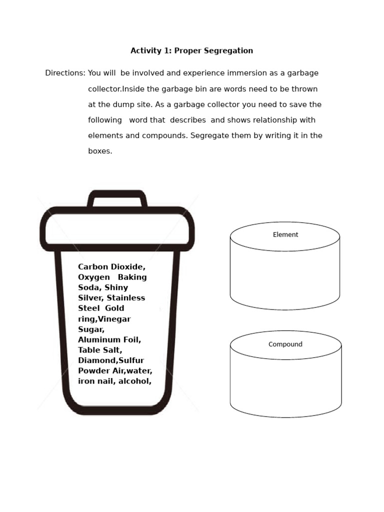 Activity 1 Element Compound | PDF