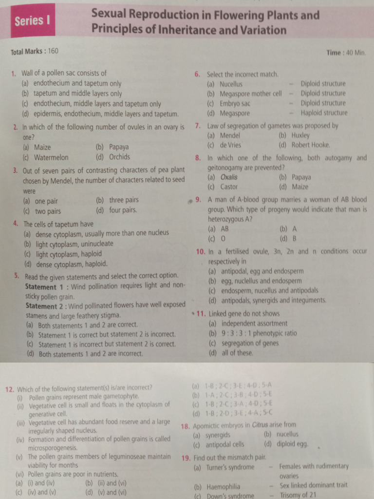 Sexual Reproduction in Flowering Plants MCQ 2024 23-Dec-2024 12-56-15 | PDF