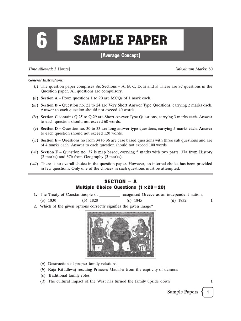 Cbse cl10 Ead Social Science Average Paper 6 | PDF