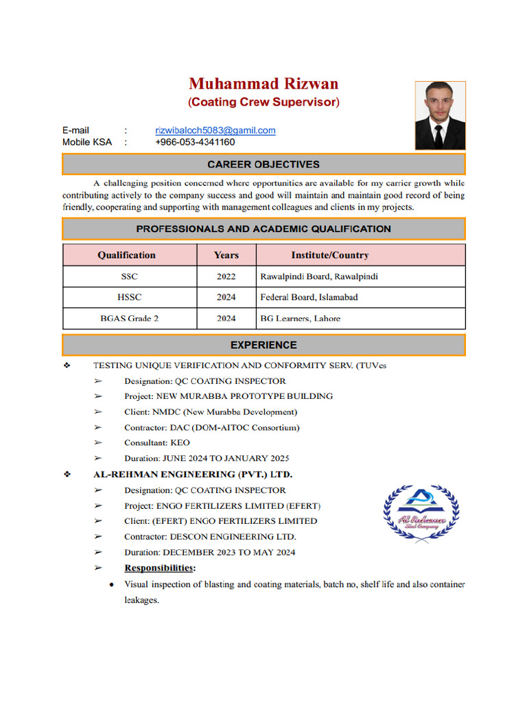 M Rizwan CV New | PDF