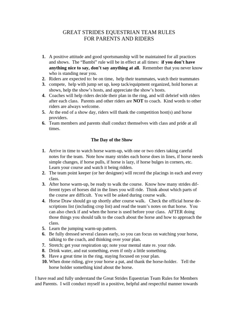 Great Strides Rules 2024-2025 | PDF | Horses | Equestrianism