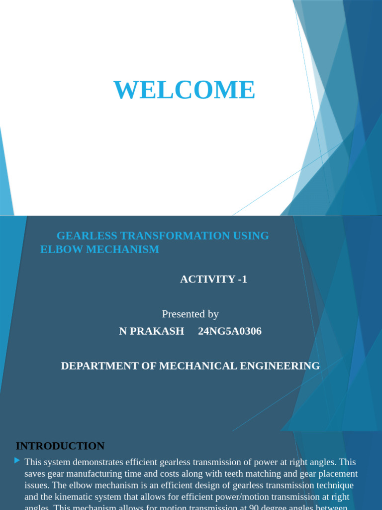 Gearless Transmission via Elbow Mechanism | PDF