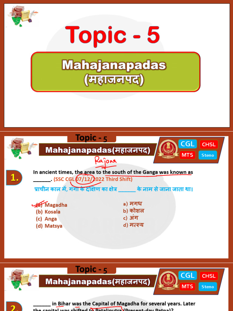 Topic- 5 Mahajanapadas - Ancient History | PDF