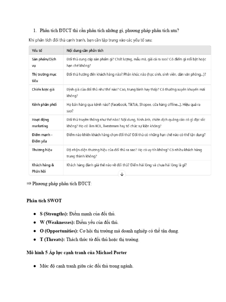 Phân Tích SWOT S (Strengths) : W (Weaknesses) : O (Opportunities) : T ...