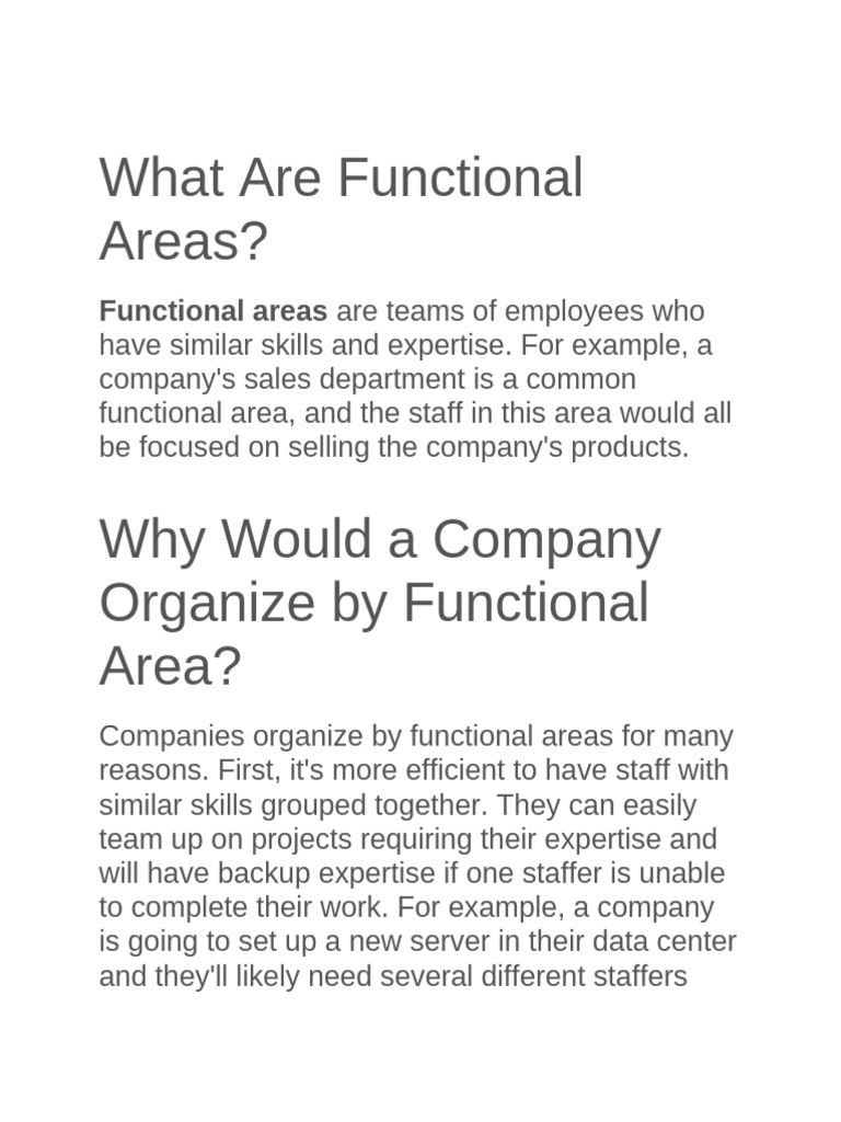 Functional Areas | PDF