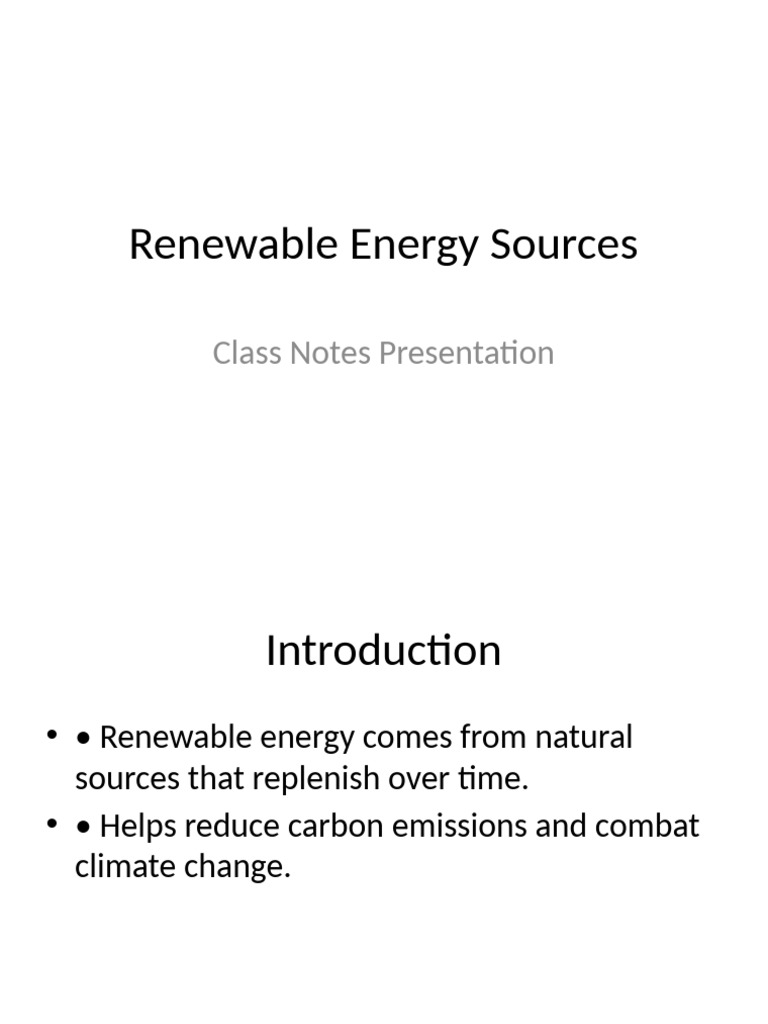 Overview of Renewable Energy Sources | PDF