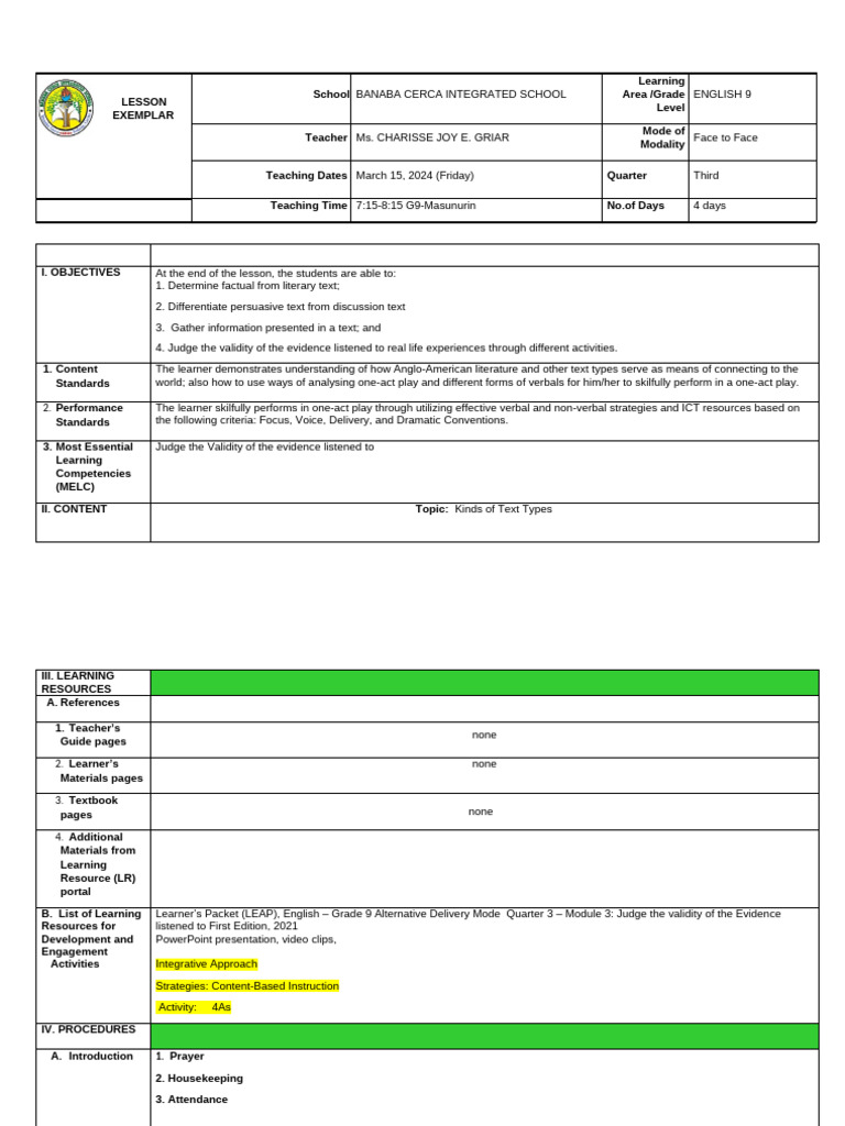 COT-Q3-2024 | PDF | Learning | Communication