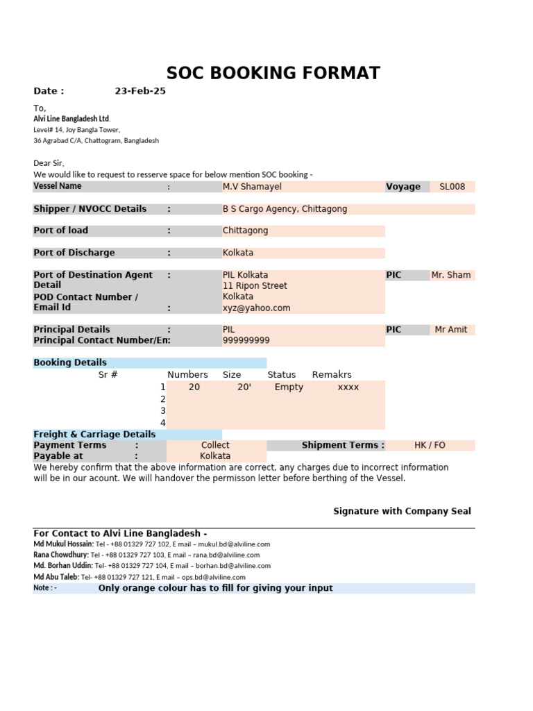 SOC Booking Format Final | PDF