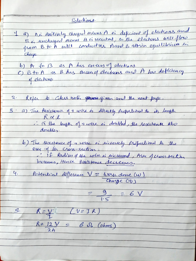 Current Electricity - Solutions-1 | PDF