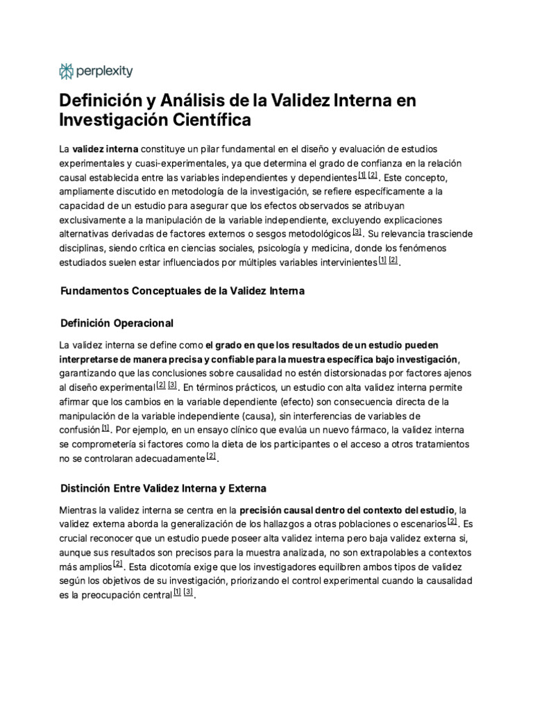 Define validez interna con fuentes | PDF | Experimentar | Validez ...