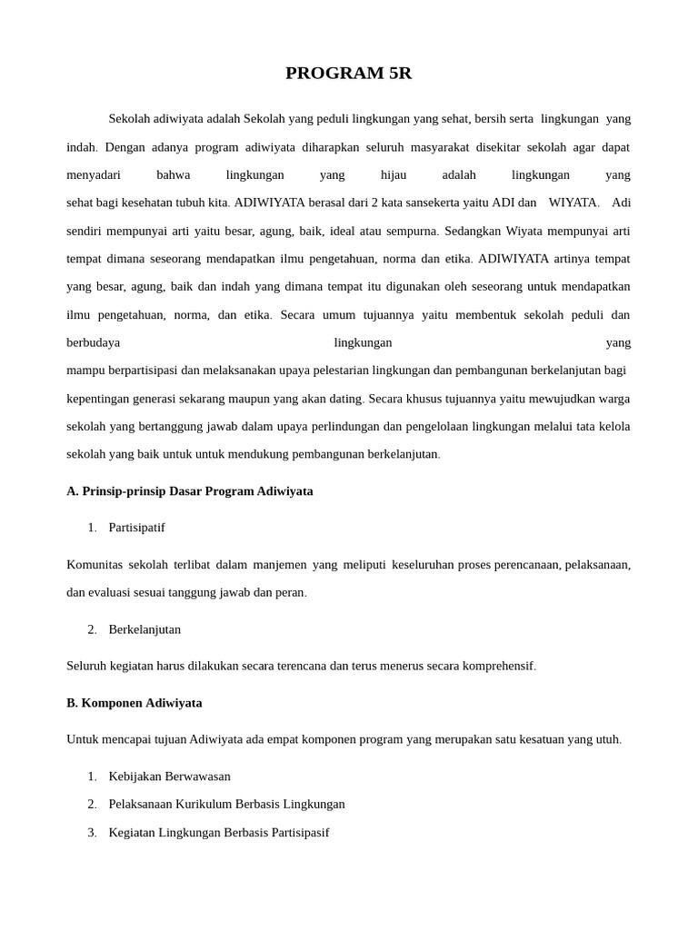 Program Adiwiyata Sekolah | PDF