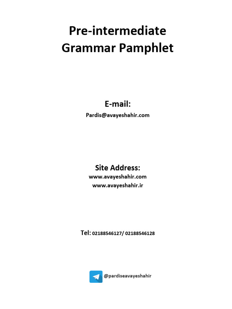 Pre-Intermediate Grammar Pamphlet | PDF | Verb | Adverb