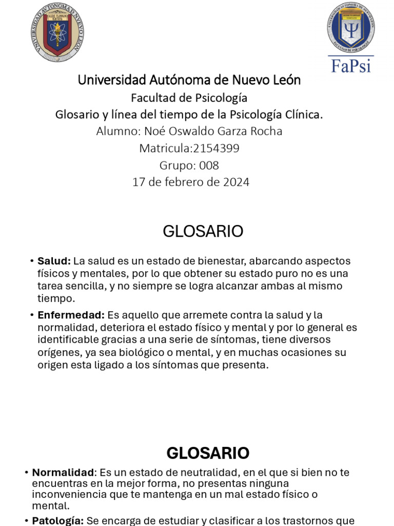 Nogr - Glosario y Linea Del Teimpo - 008 | PDF | Psicología clínica ...