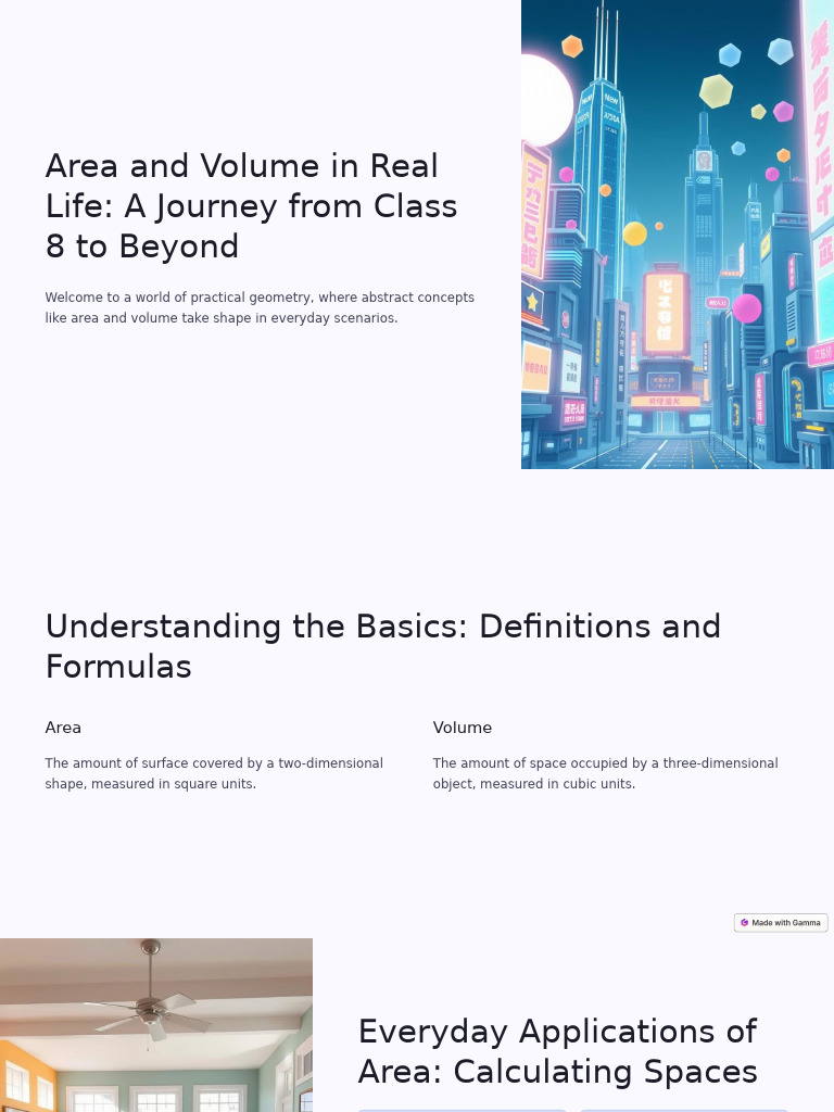 Area and Volume in Real Life A Journey From Class 8 To Beyond | PDF ...