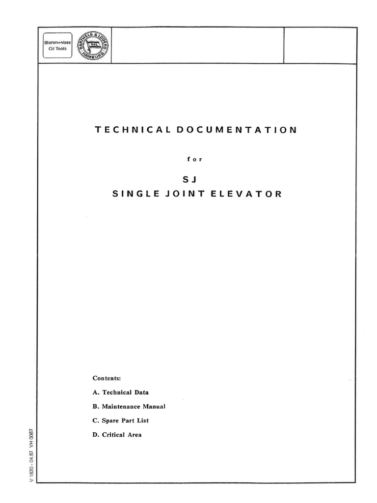 B+V Manual - Single Joint Elevator Type SJ | PDF