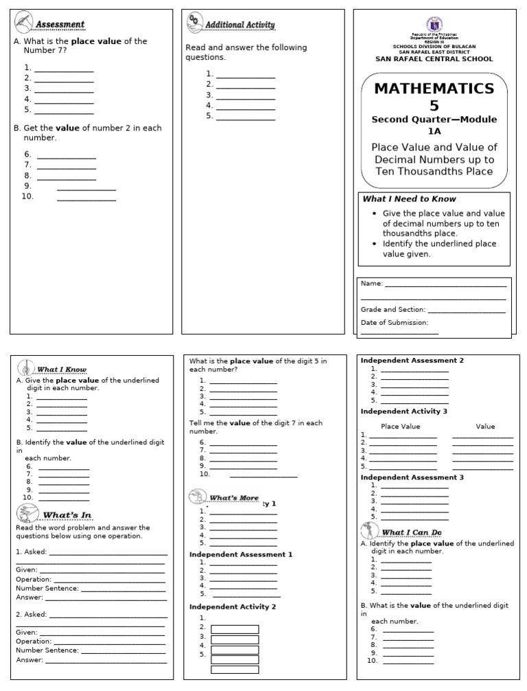 As Math 5 Q4 Module 1 | PDF | Lexicology | Encodings