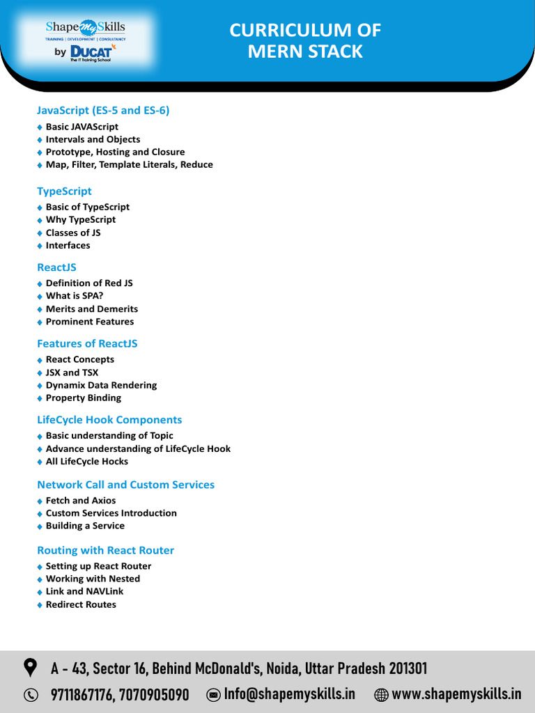 MERN Stack Curriculum Overview | PDF