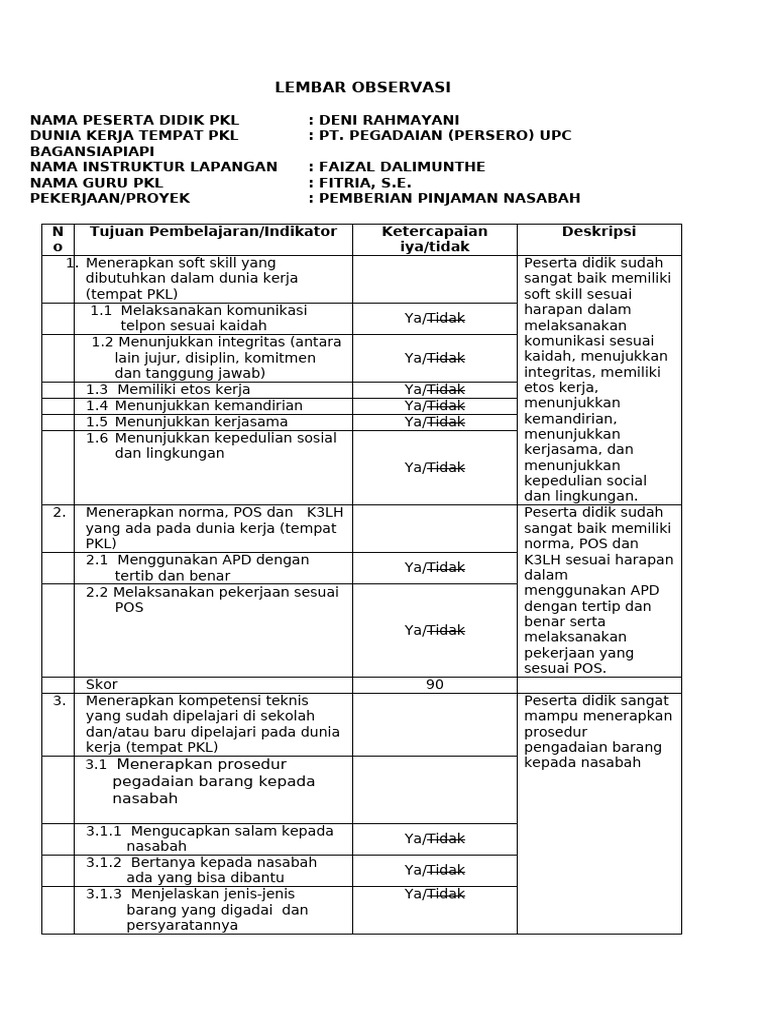 Laporan PKL Deni Rahmayani di PT Pegadaian | PDF