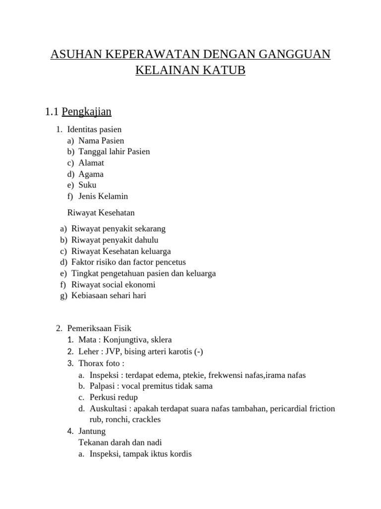 Asuhan Keperawatan Gangguan Katub Jantung | PDF