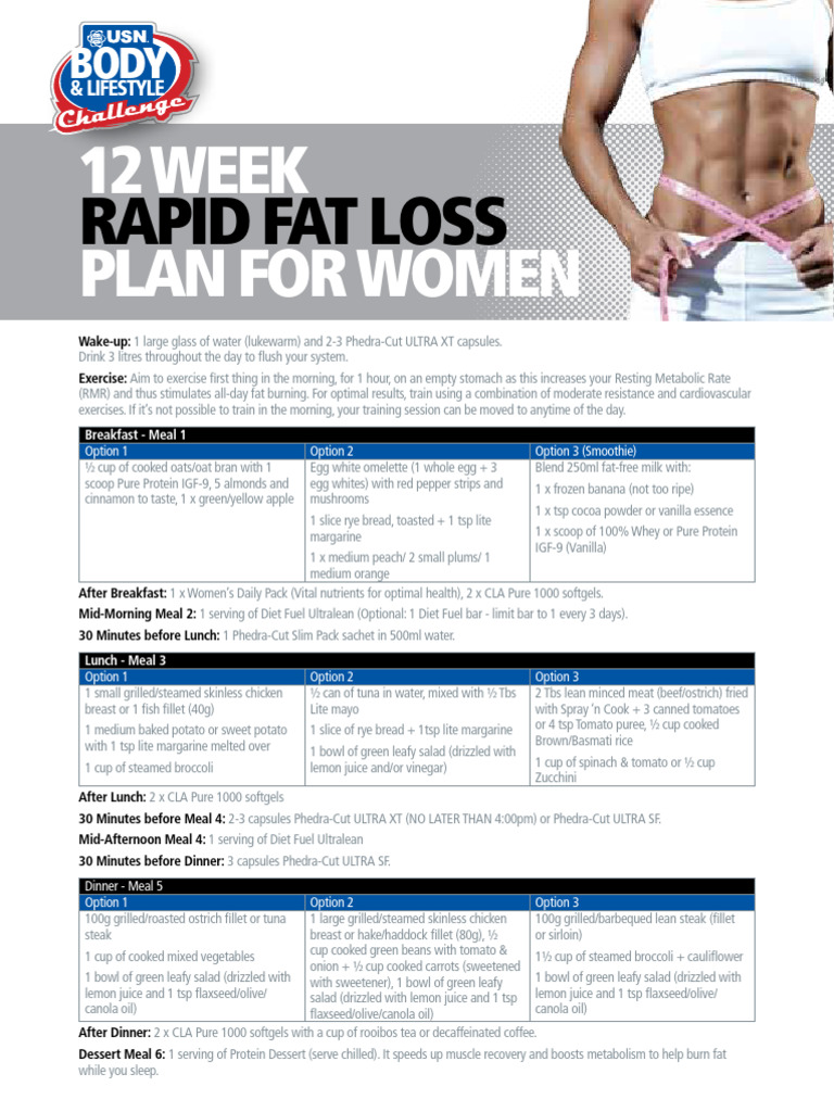 12 Week Rapid Fat Loss Plan For Women | PDF | Salad | Lunch