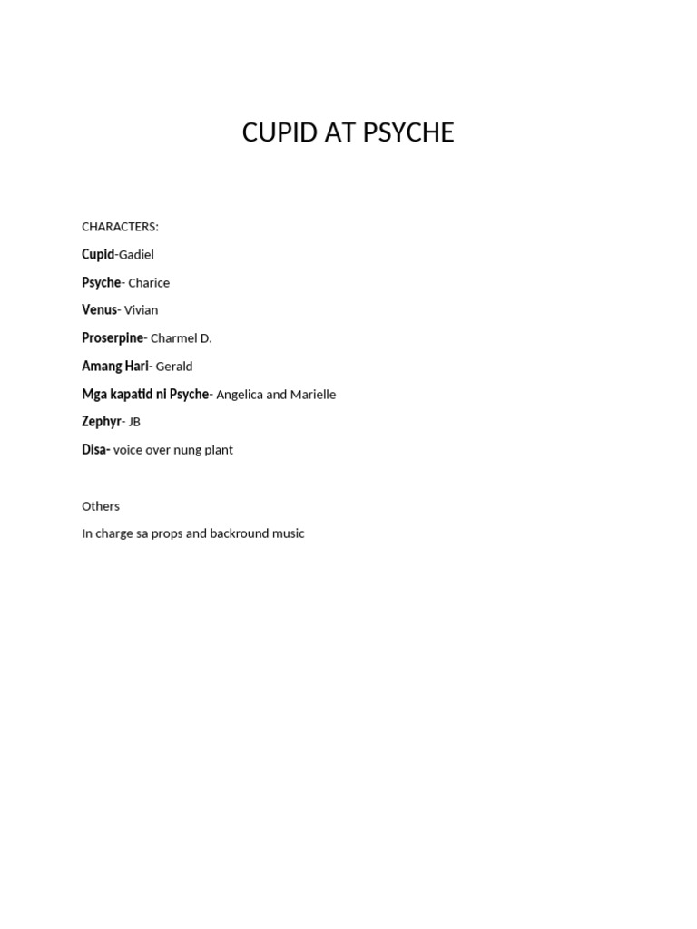 Cupid at Psyche Script | PDF
