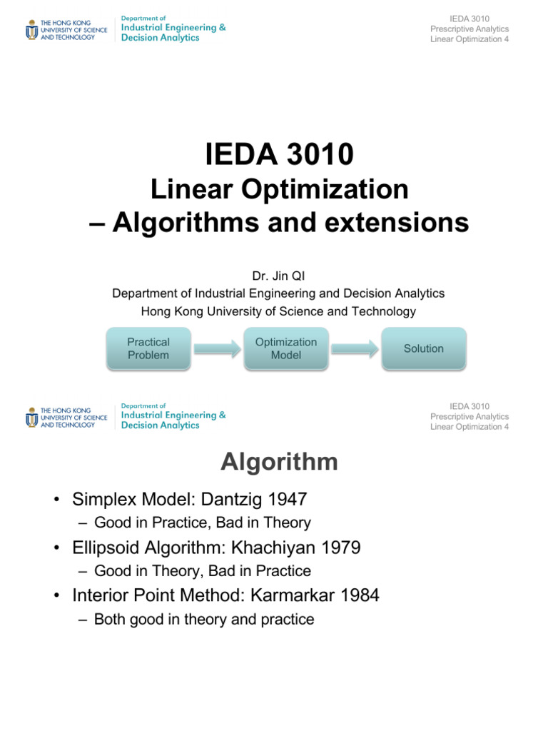 Linear Optimization4algorithm And Extensionnote Pdf Linear Programming Mathematical