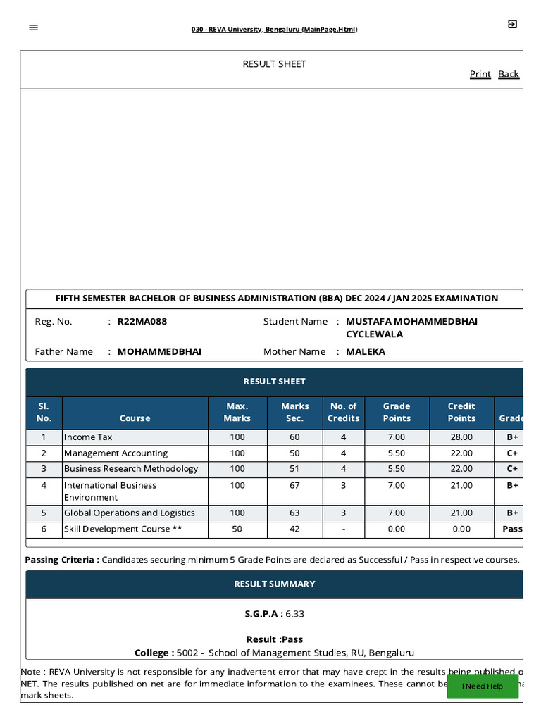 sem 5 result | PDF