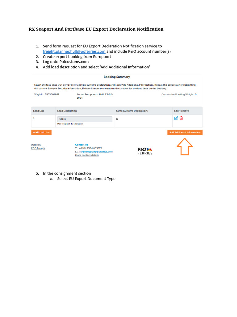RX Seaport Portbase EU Export Declaration Notification Portal Guide | PDF