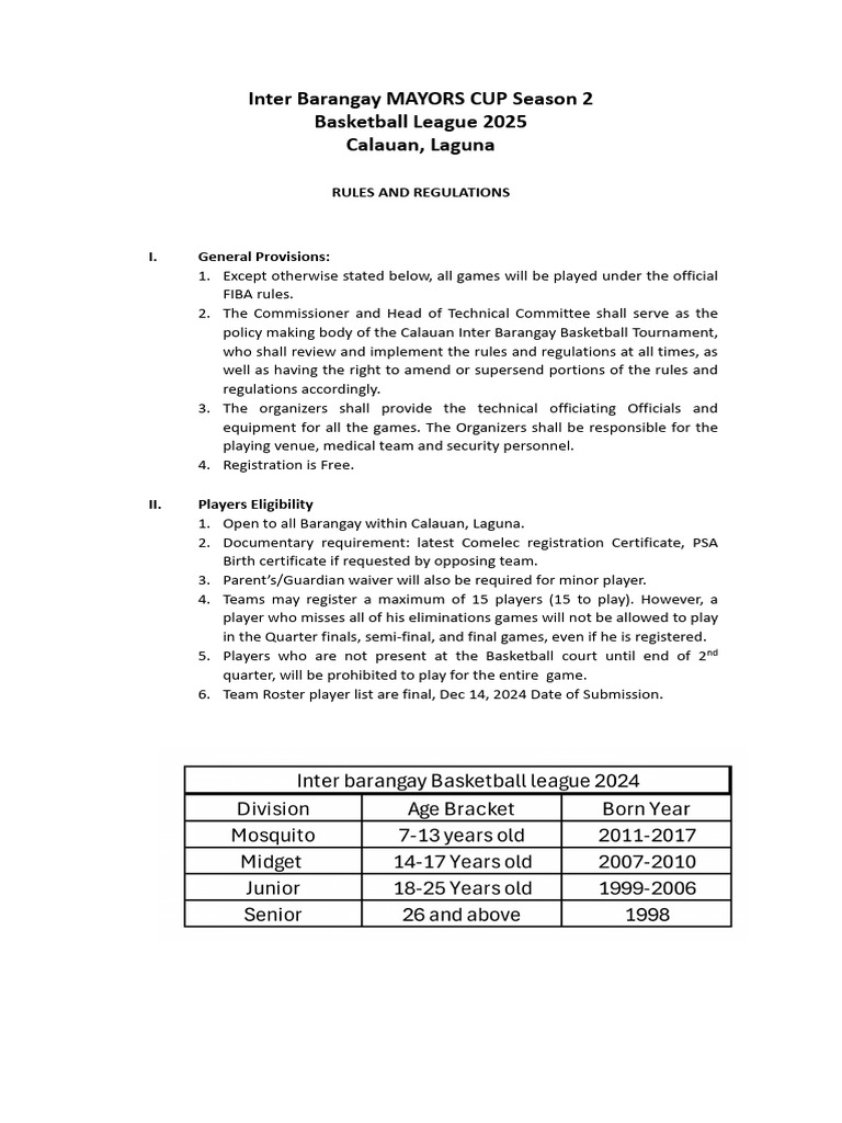 rules-and-by-laws-2025v1 | PDF | Sports Rules And Regulations | Sports