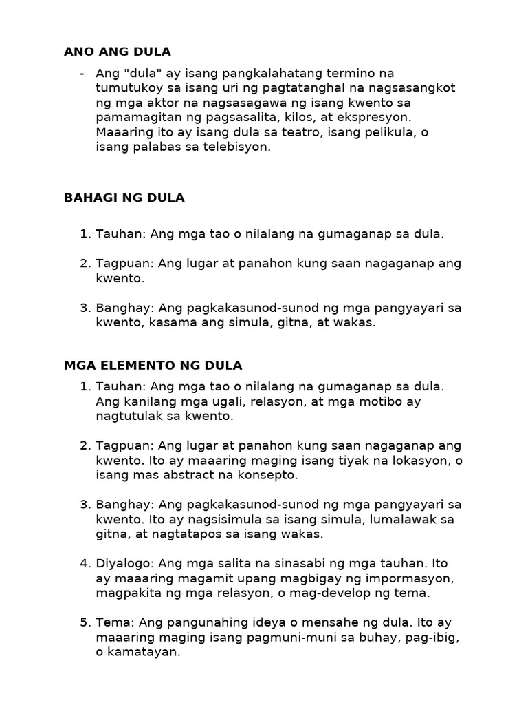 Ano Ang Dula | PDF