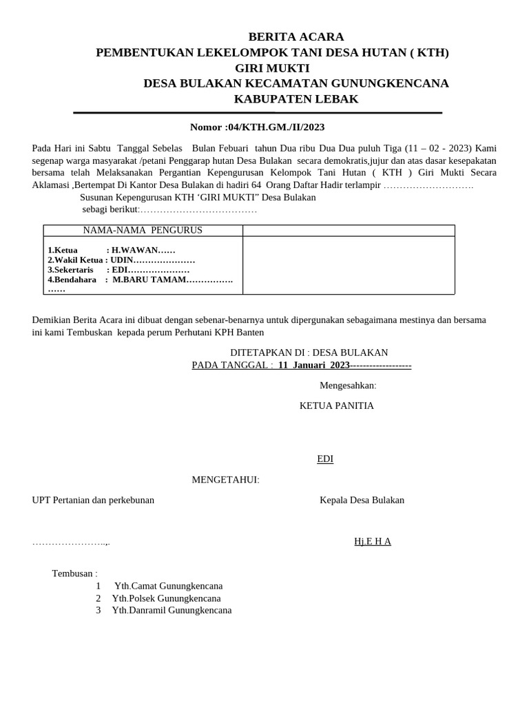 Pembentukan Kelompok Tani KTH | PDF