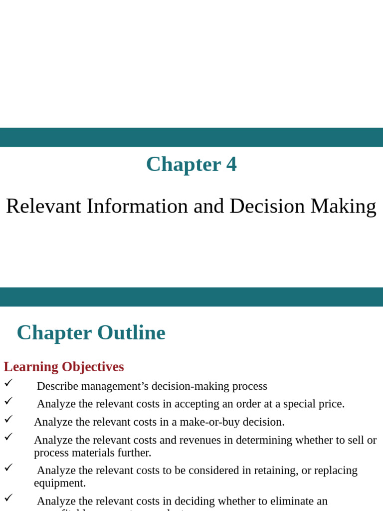 CccCost - Chapter 4 Decision Making | PDF | Depreciation | Management Accounting