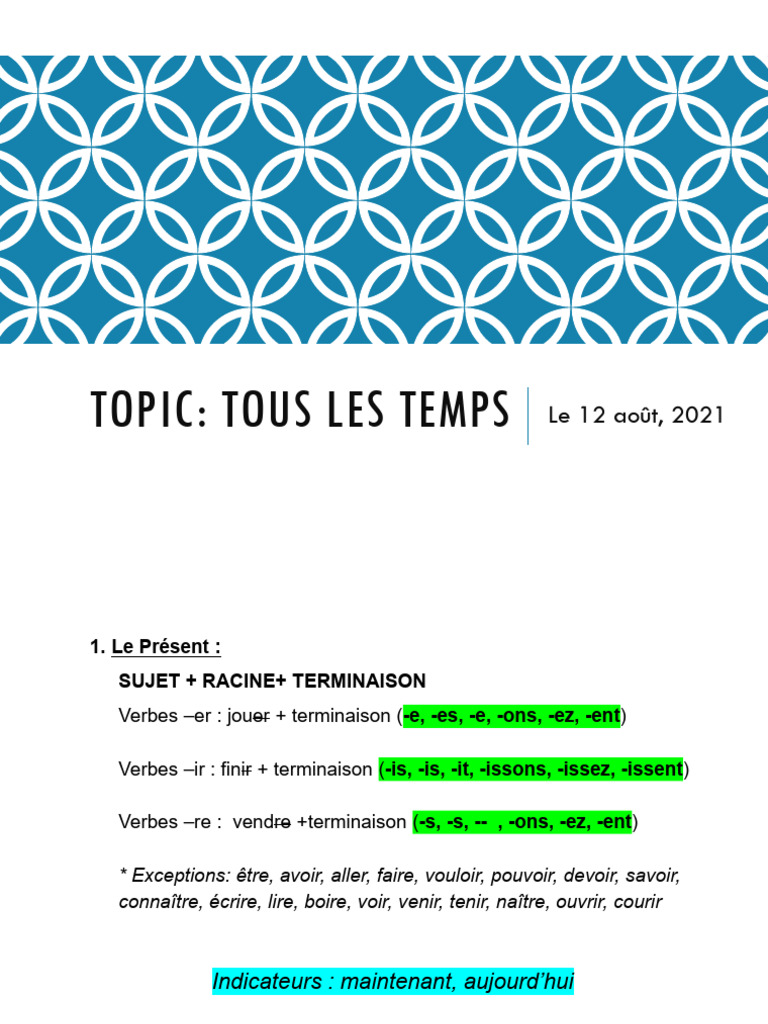 Guide des Temps Verbaux en Français | PDF | Verbe | Grammaire