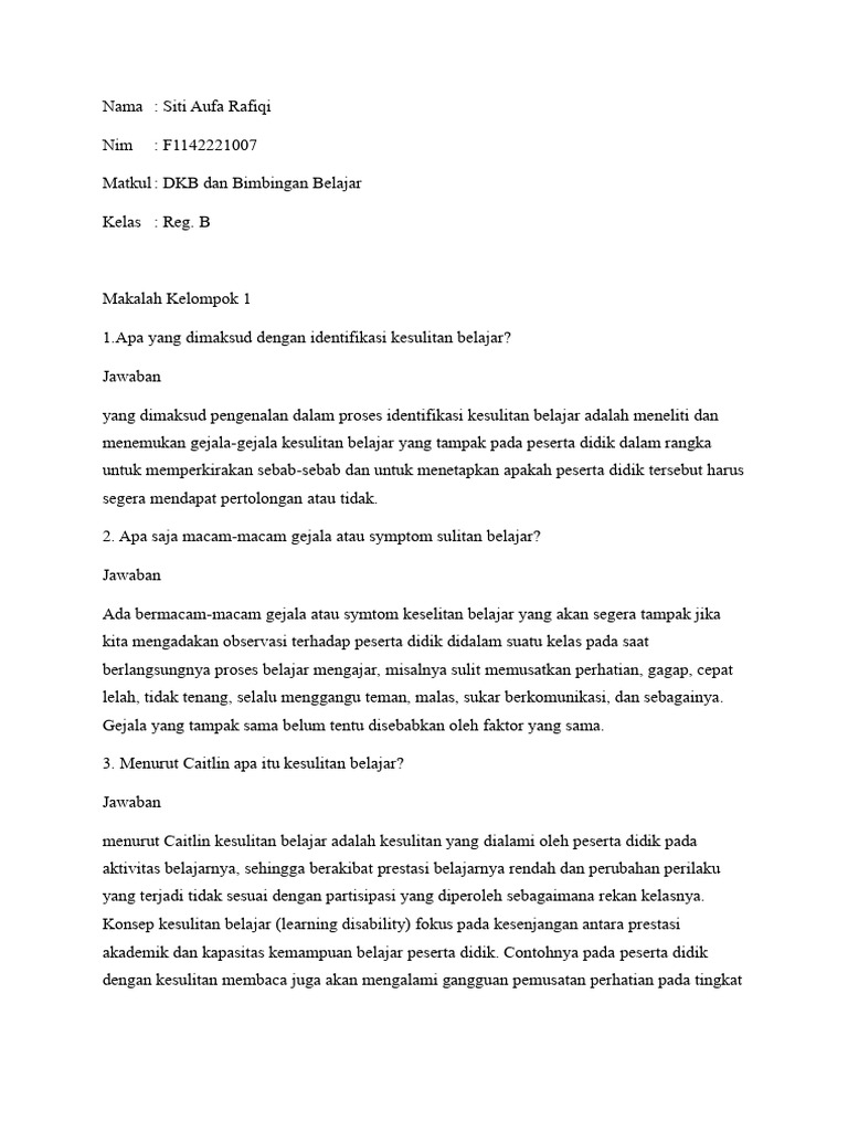 F1142221007_SITI AUFA RAFIQI_DKB DAN BIMBINGAN BELAJAR MAKALAH KELOMPOK 1 | PDF