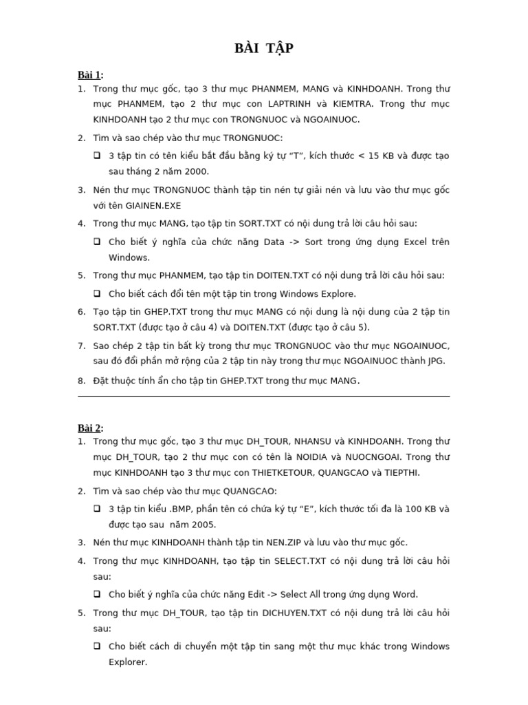 1 Bai Tap Co Ban 1 | PDF