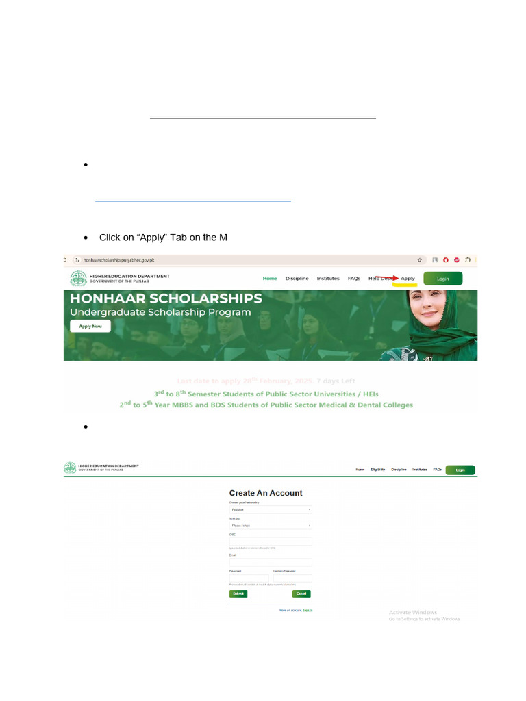 Honhaar Scholarship Application Guide | PDF | Computing | Software