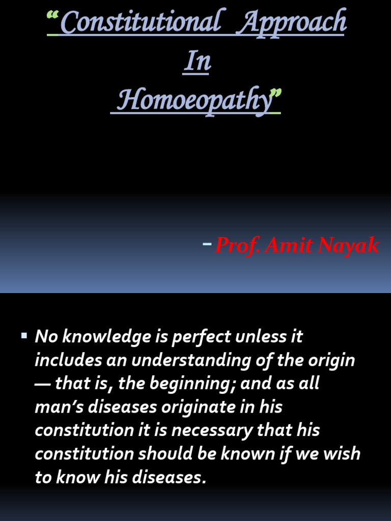 Constitutional Approach in Homoeopathy | PDF | Homeopathy