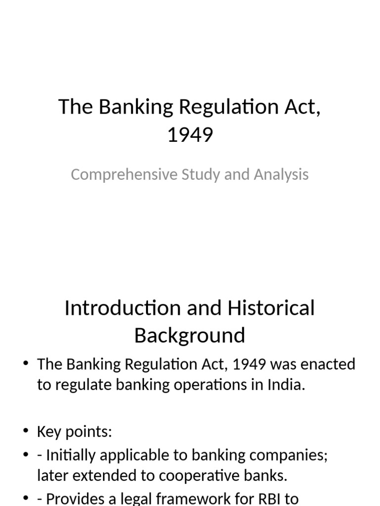 Banking Regulation Act Study | PDF
