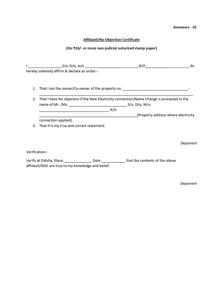 Annexure 01 (TPNODL-IMS-CMG-F01) - NOC From Owner | PDF