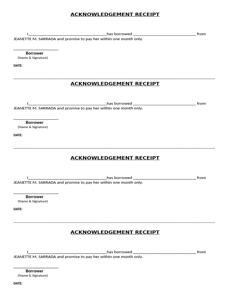 BLANK ACKNOWLEDGEMENT Receipt | PDF