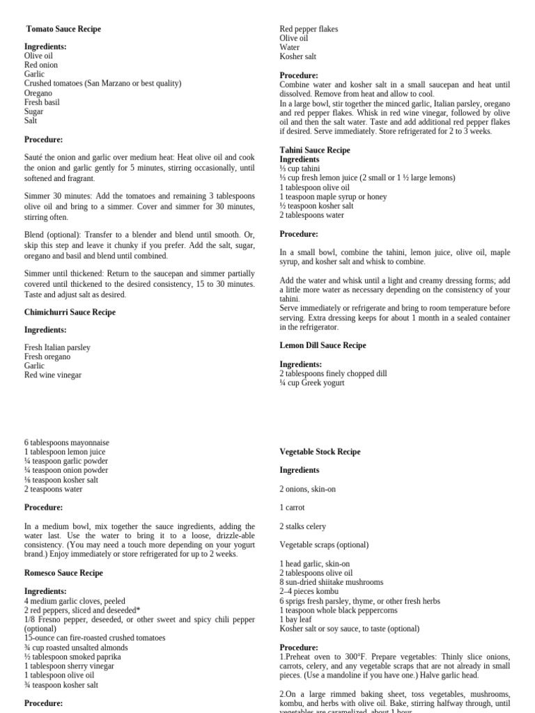 Essential Soup and Sauce Recipes | PDF | Stock (Food) | Garlic
