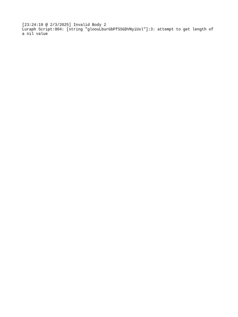 Luraph Script Error: Nil Value Issue | PDF