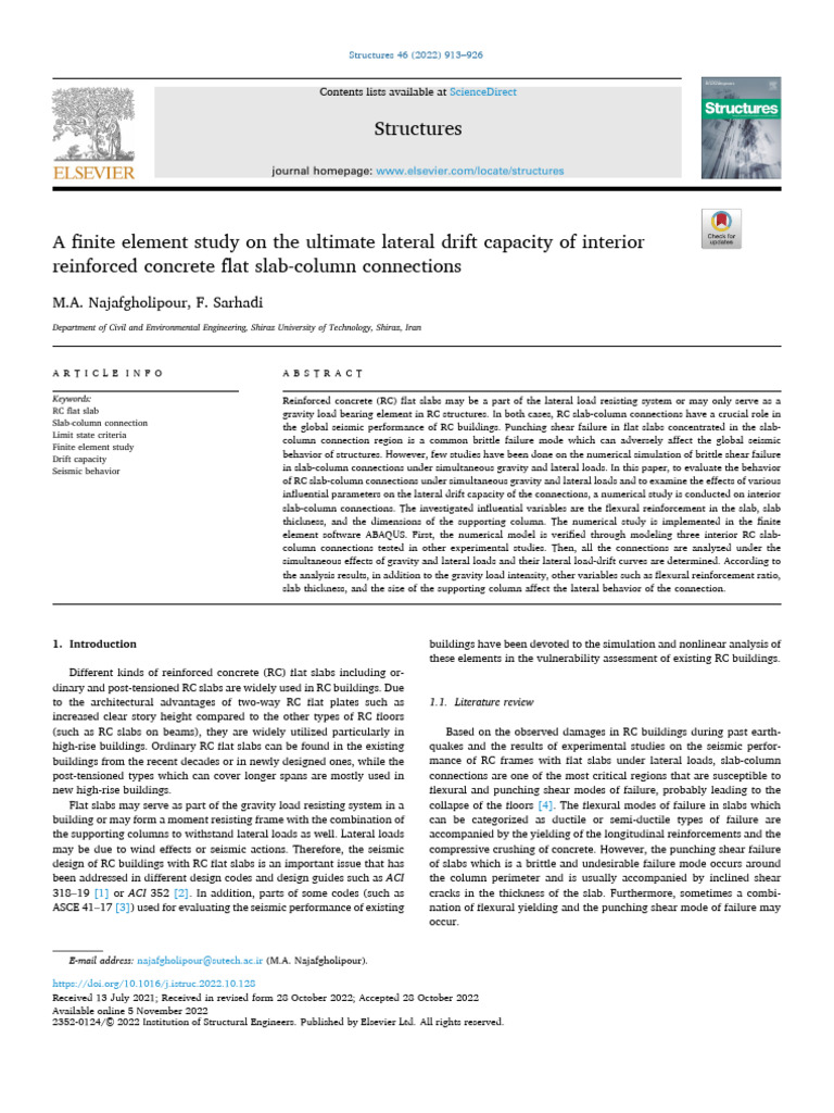 FEM Ultimate Lateral Drift Interior RC Flat Sla | PDF | Strength Of ...