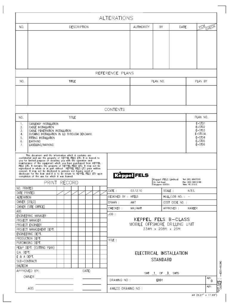 B320-E001 Rev 0 Electrical Installation Standard | PDF