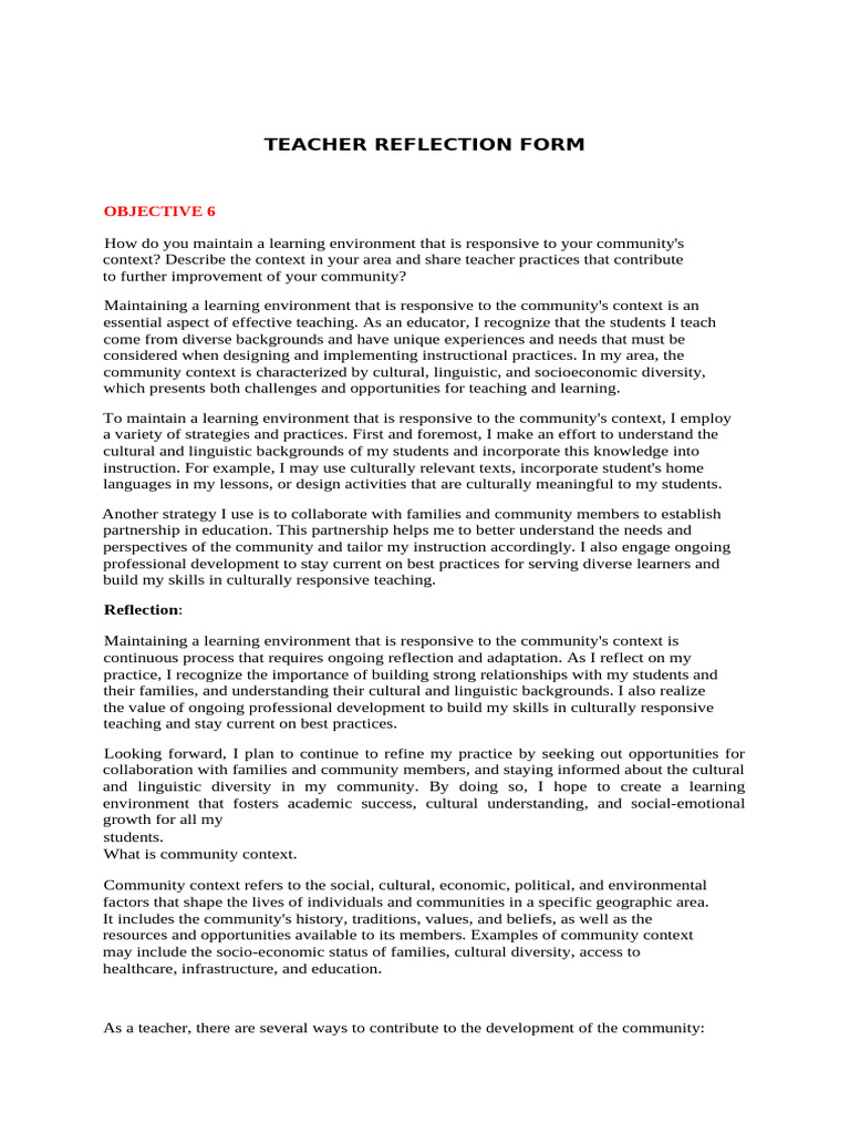 TRF Objectives 6-9 Overview and Insights | PDF | Learning | Teachers