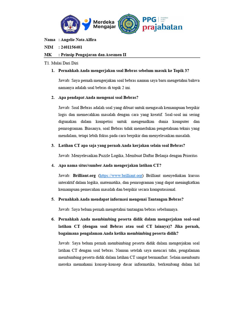 T2. Mulai Dari Diri - CT - Angelie Nata Alfira | PDF