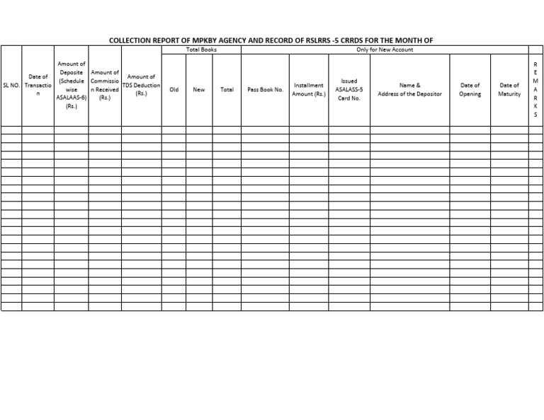 Collection Report of Mpkby Agency and Record of Rslrrs - 5 Crrds For The Month of | PDF