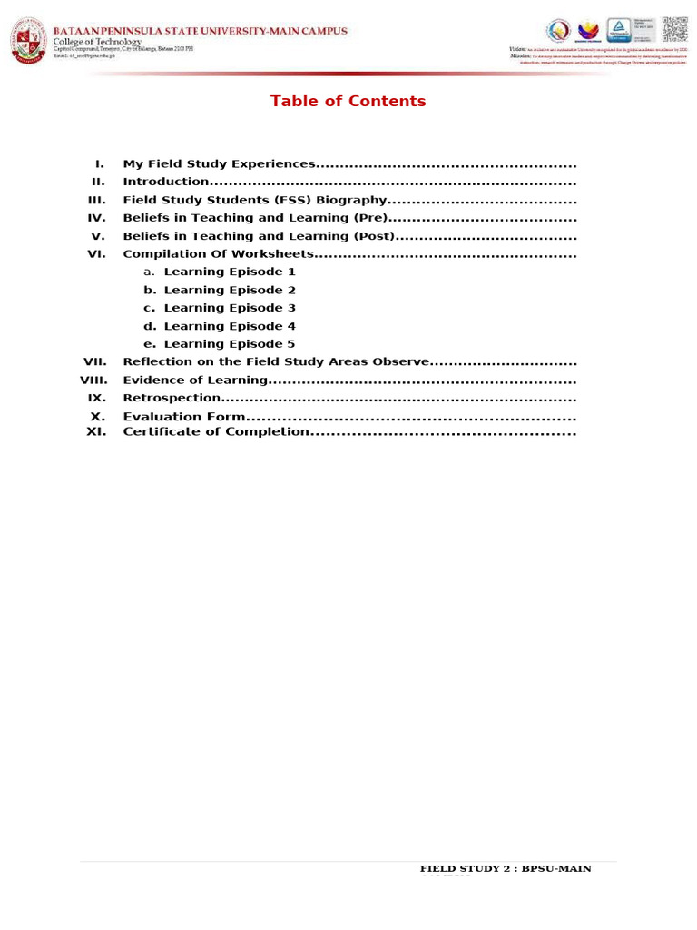 Table of Contents Fs2 4 | PDF | Teachers | Learning