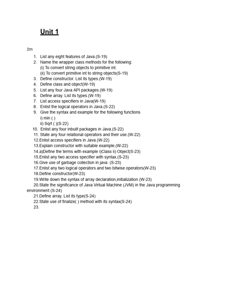 Question Bank (MSBTE) Unit I-III | PDF | Constructor (Object Oriented Programming) | Programming