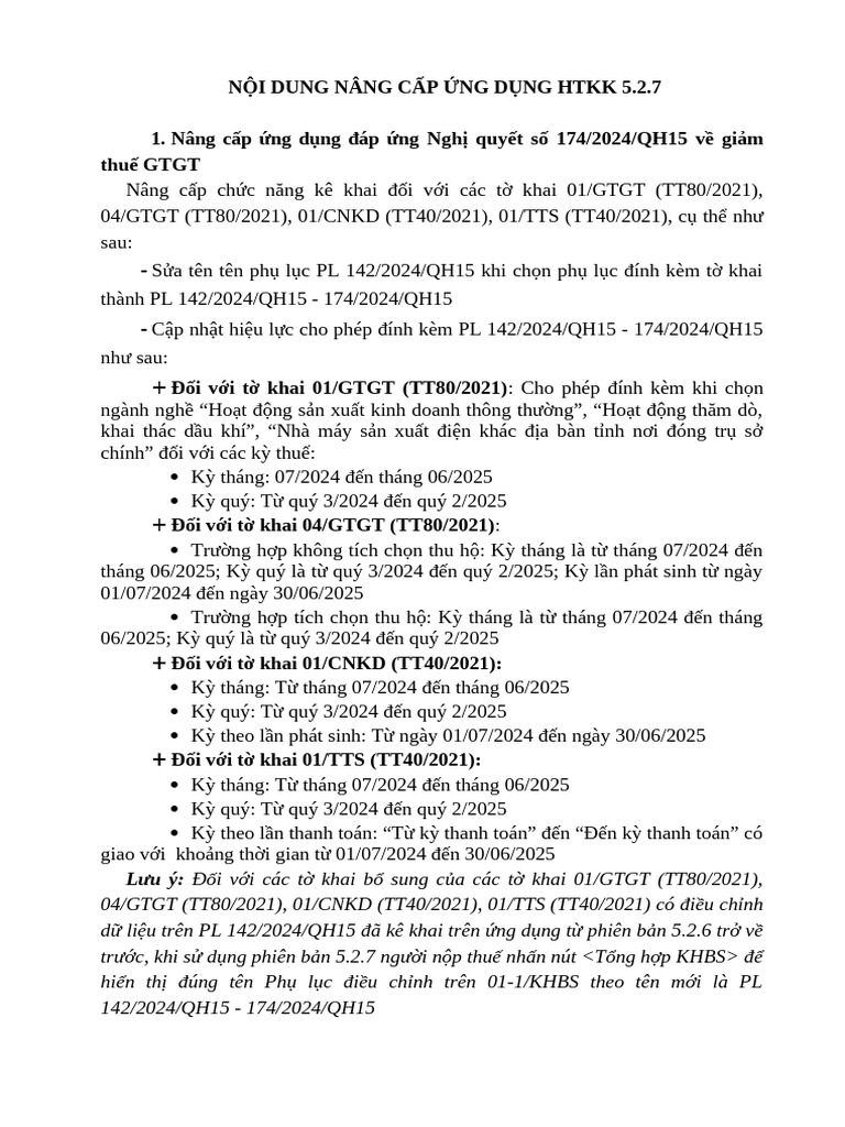 NoiDungNangCap_HTKK_5.2.7 | PDF